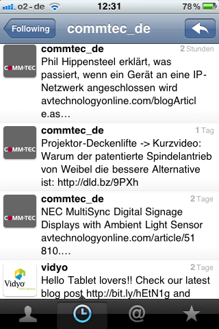 AV-Branchenspiegel in der Twitter Timeline des Followers, COMM-TEC GmbH, Story - PresseBox