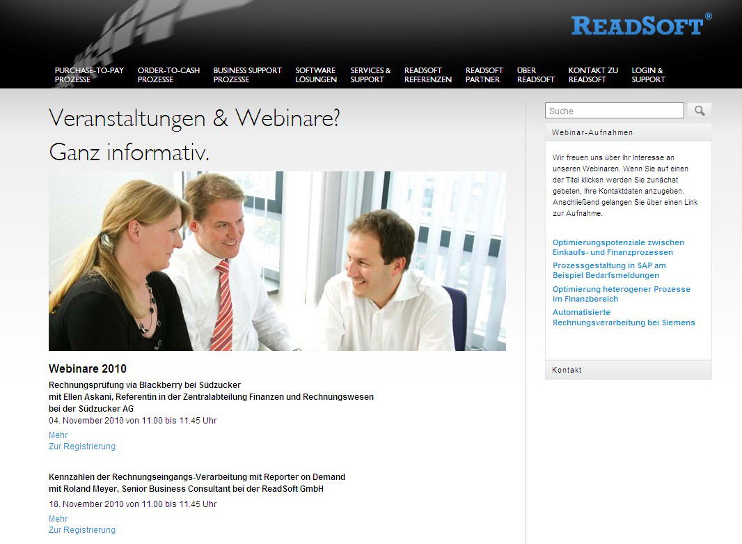 ReadSoft setzt erfolgreiche Webinar-Reihe mit hohem Praxisbezug fort ...