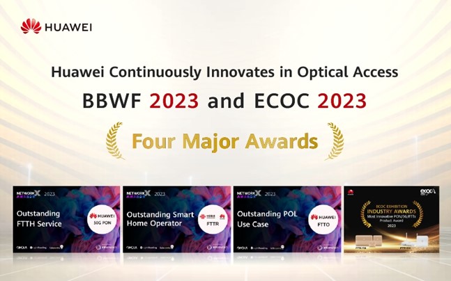 Vierfache Auszeichnung für die optischen Netze von Huawei auf dem BBWF 2023 und dem ECOC 2023 ...