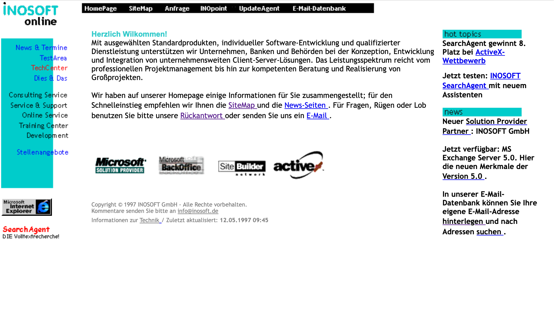 Nostalgischer Blick auf alte Websites, INOSOFT AG, Story - PresseBox