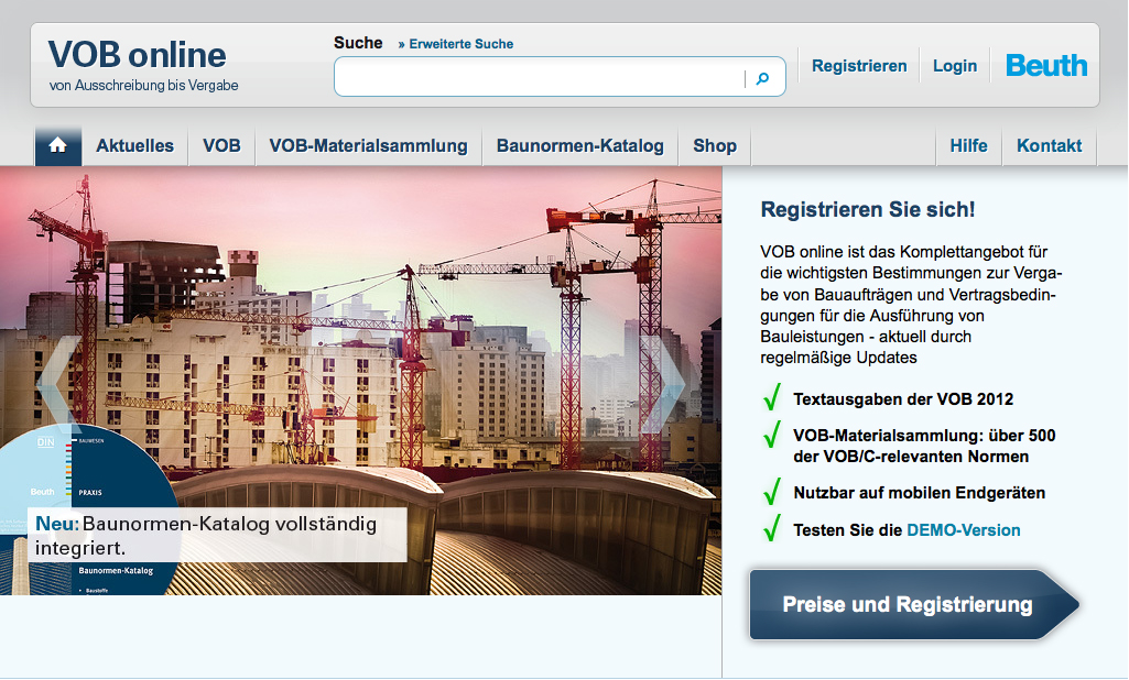 Beuth Verlag: VOB online ab sofort mit Zugang zum Baunormenkatalog und ...