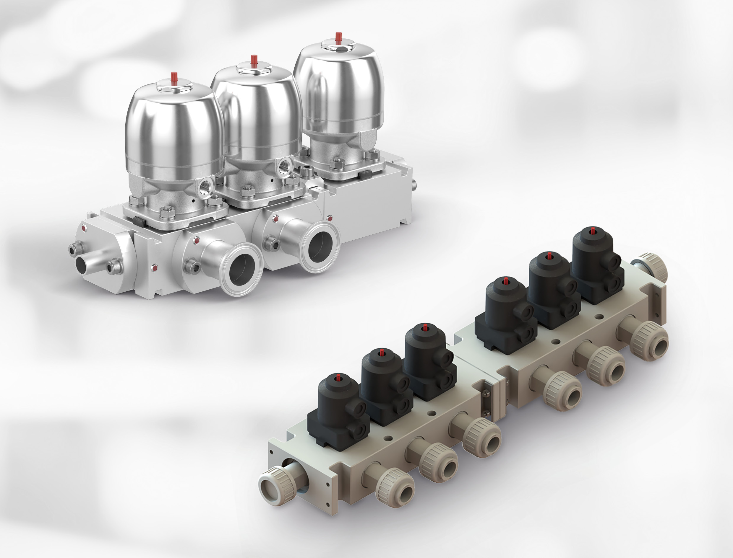 Modular M-block diaphragm valve with flexible connection system, GEMÜ ...