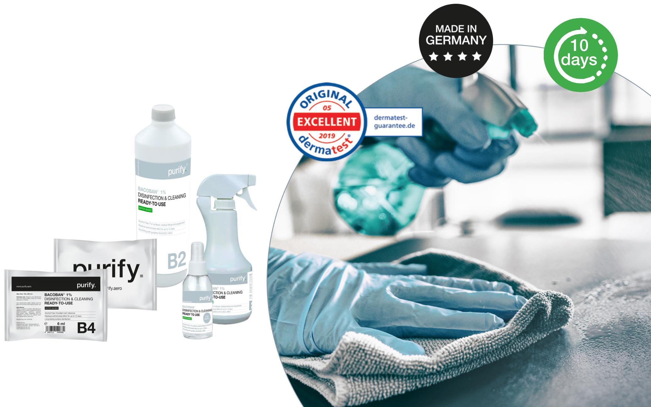 Step two of the purify hygiene concept for aviation: surface ...