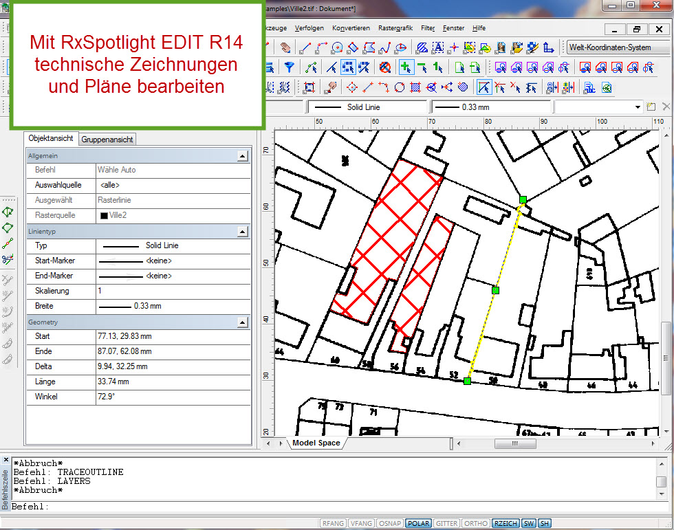 Bearbeiten von technischen Zeichnungen und Bauplänen mit RxSpotlight EDIT R14.0, GRAFEX, Story ...