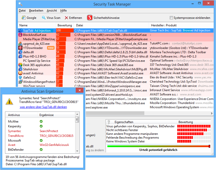 Security Task Manager macht Browser und Windows sicherer, A. & M ...