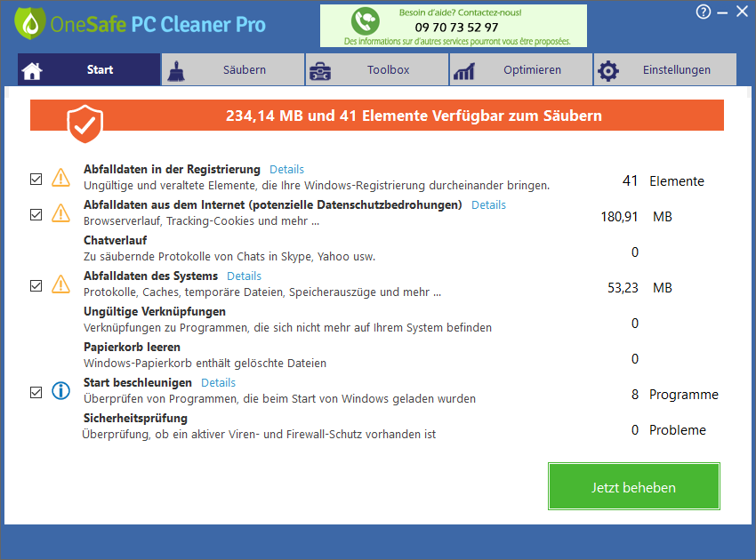 Säubert und optimiert kraftvoll den PC: OneSafe PC Cleaner, Avanquest ...