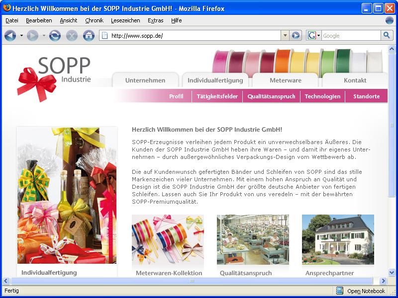 SOPP Industrie GmbH bändelt wieder im Internet an, WDS.media GmbH ...