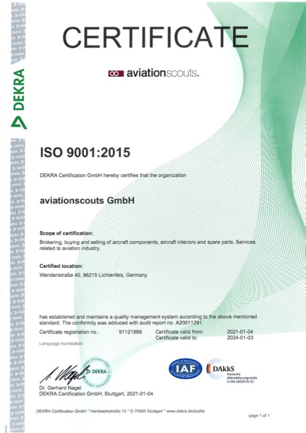 DEKRA confirms aviationscouts GmbH's certification according to EN 9100 ...