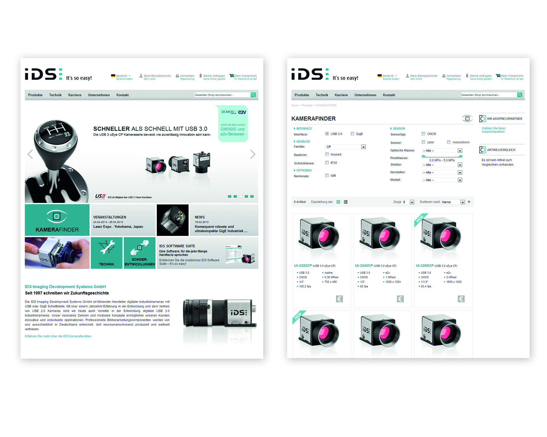 Neue IDS Website mit integriertem B2B-Webstore, IDS Imaging Development Systems GmbH, Story ...