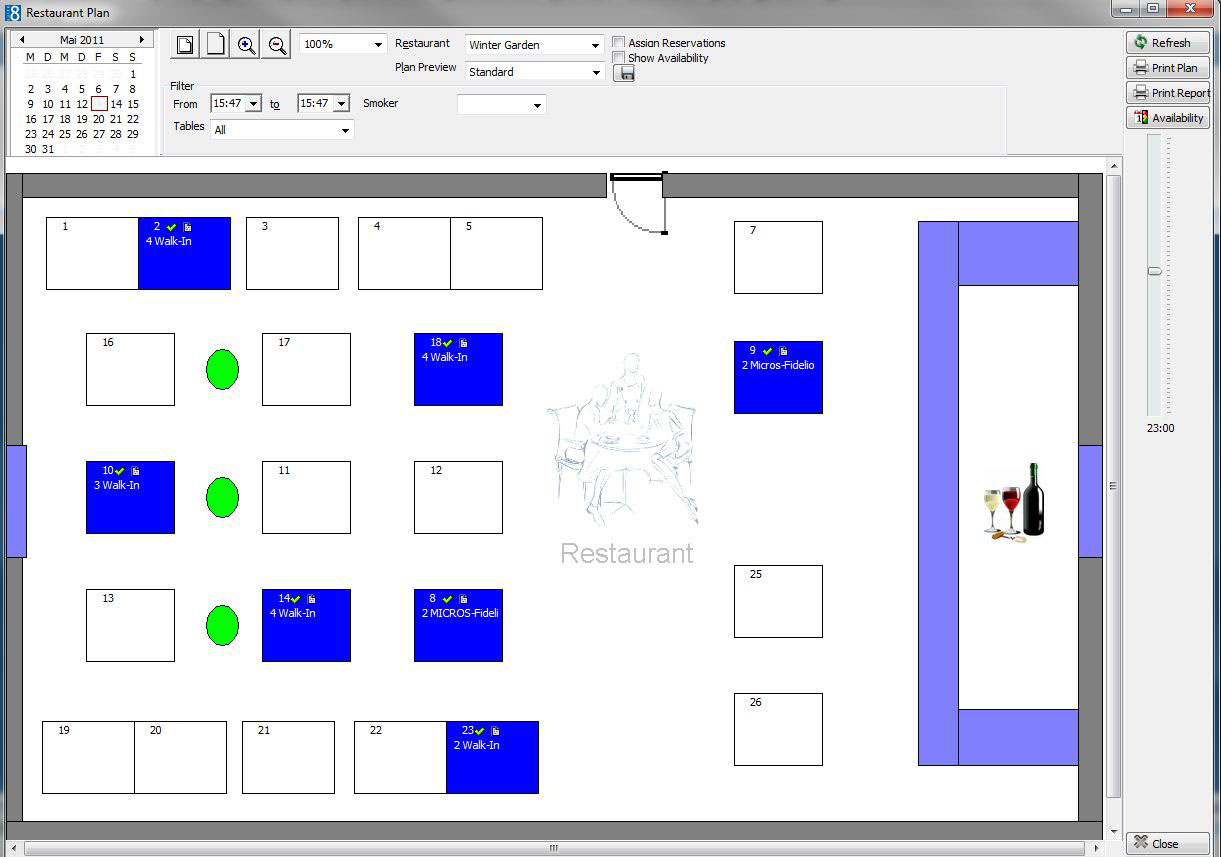Mit MF-POS8 sind Tischreservierungen jetzt ein Kinderspiel: im POS und ...