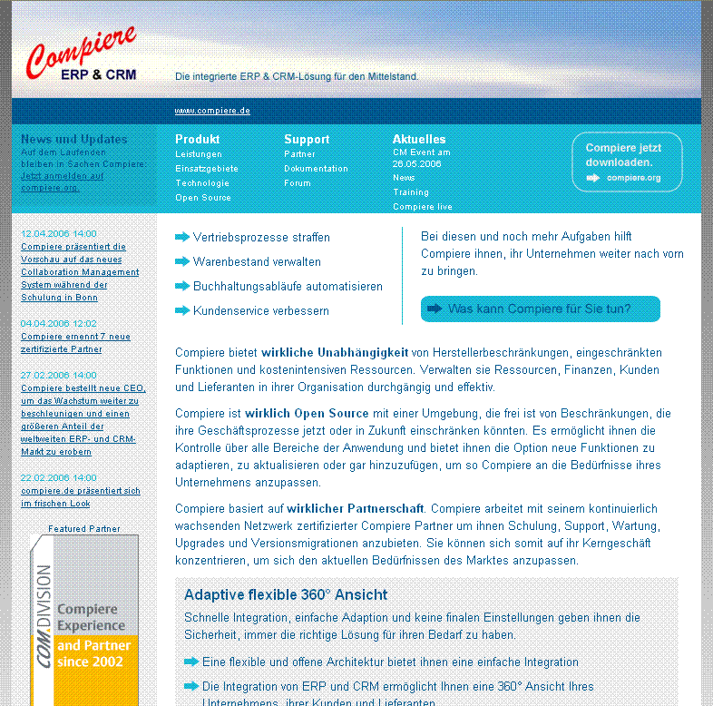 Compiere kündigt Collaboration-Management-System an, Compiere, Story ...