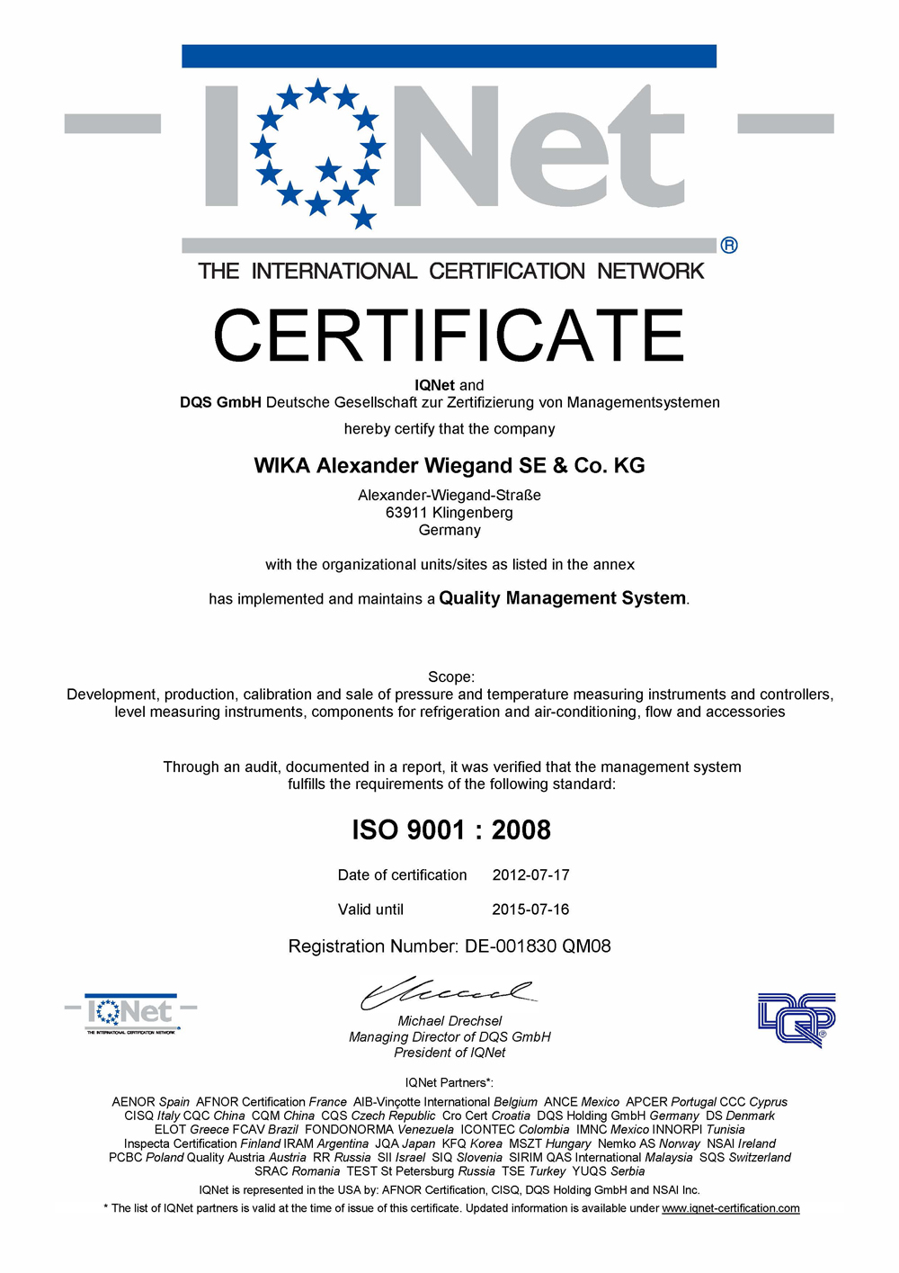 Matrix certification makes process quality transparent, WIKA Alexander ...
