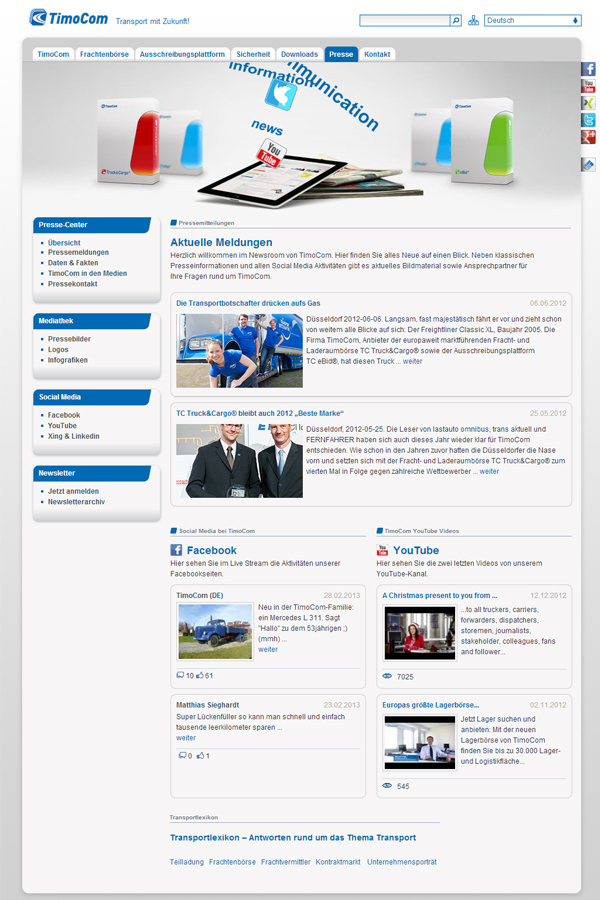 Neuer "RoomService" serviert TimoCom Nachrichten, TIMOCOM GmbH, Story - PresseBox