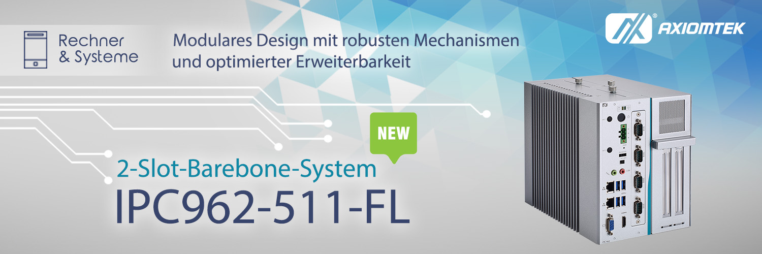 AXIOMTEKs lüfterloses Barebone-System mit zwei Slots und optimierter Erweiterbarkeit, AXIOMTEK ...
