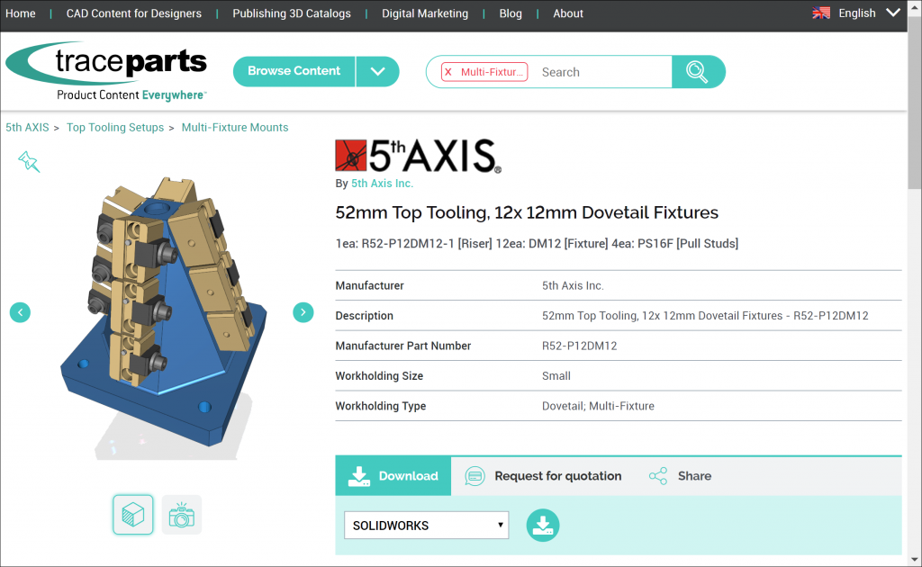 Produktkatalog von 5th Axis auf CAD-Content-Plattform von TraceParts ...