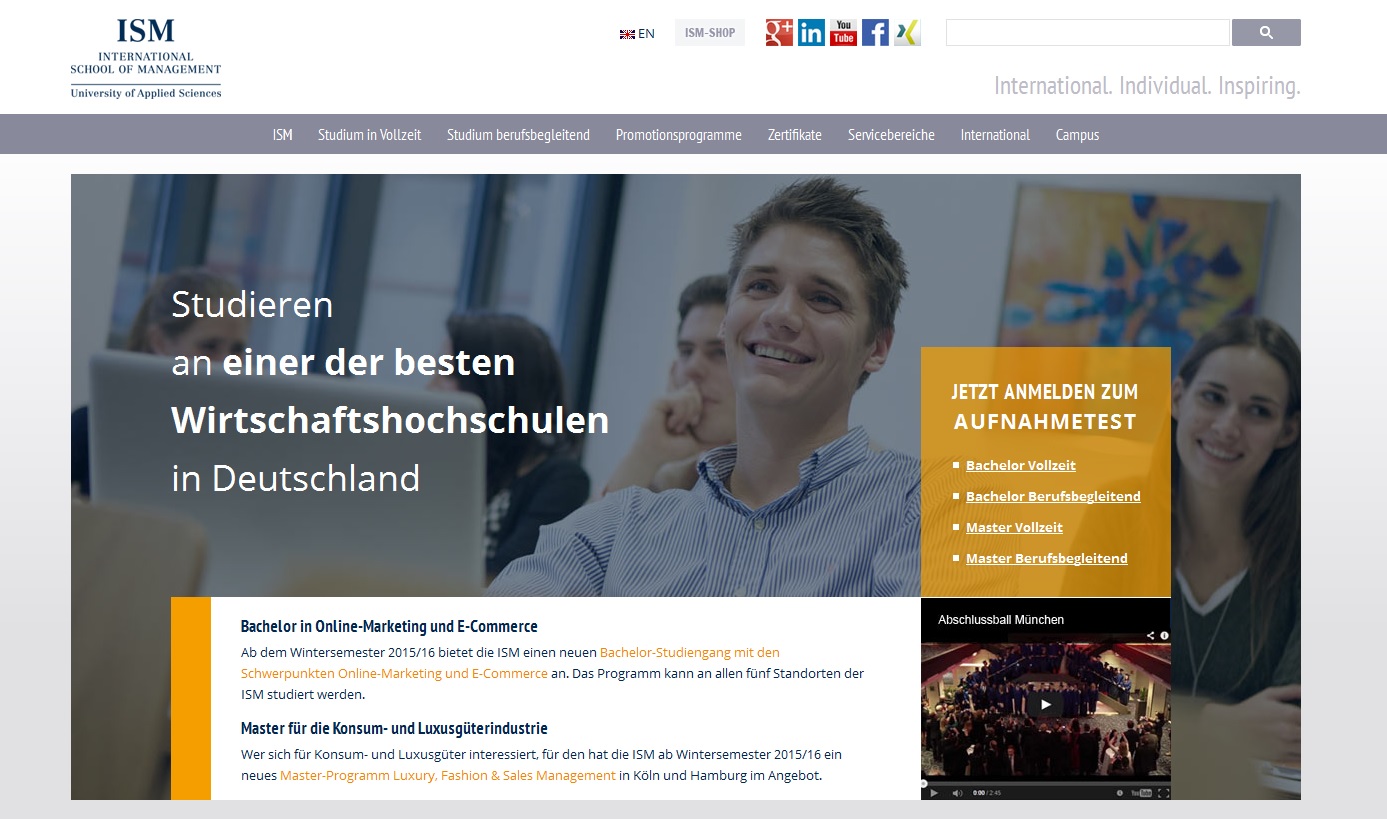International School of Management (ISM) mit neuem Internetauftritt, ISM International School of ...