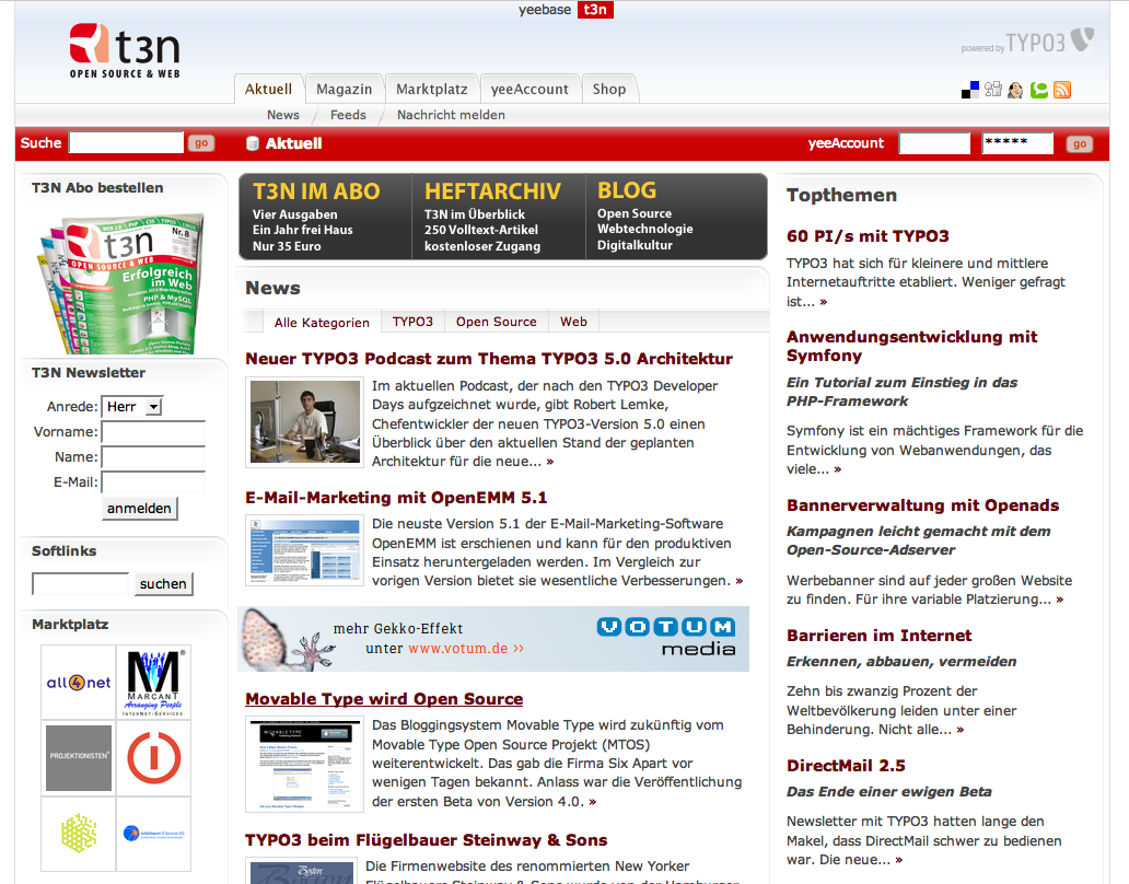 Relaunch: T3N – Magazin für Open Source & Web, yeebase media GmbH ...