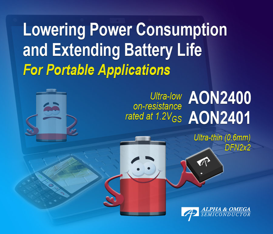 AOS Industry's Best 8V Power MOSFETs AON2400 and AON2401, Arrow Central ...
