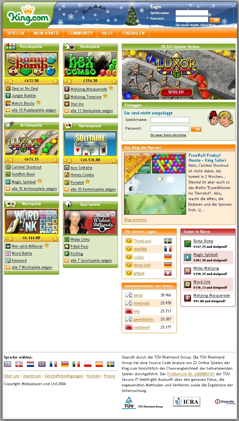 Zwischen den Jahren wird gedaddelt, king.com (midasplayer), Story ...