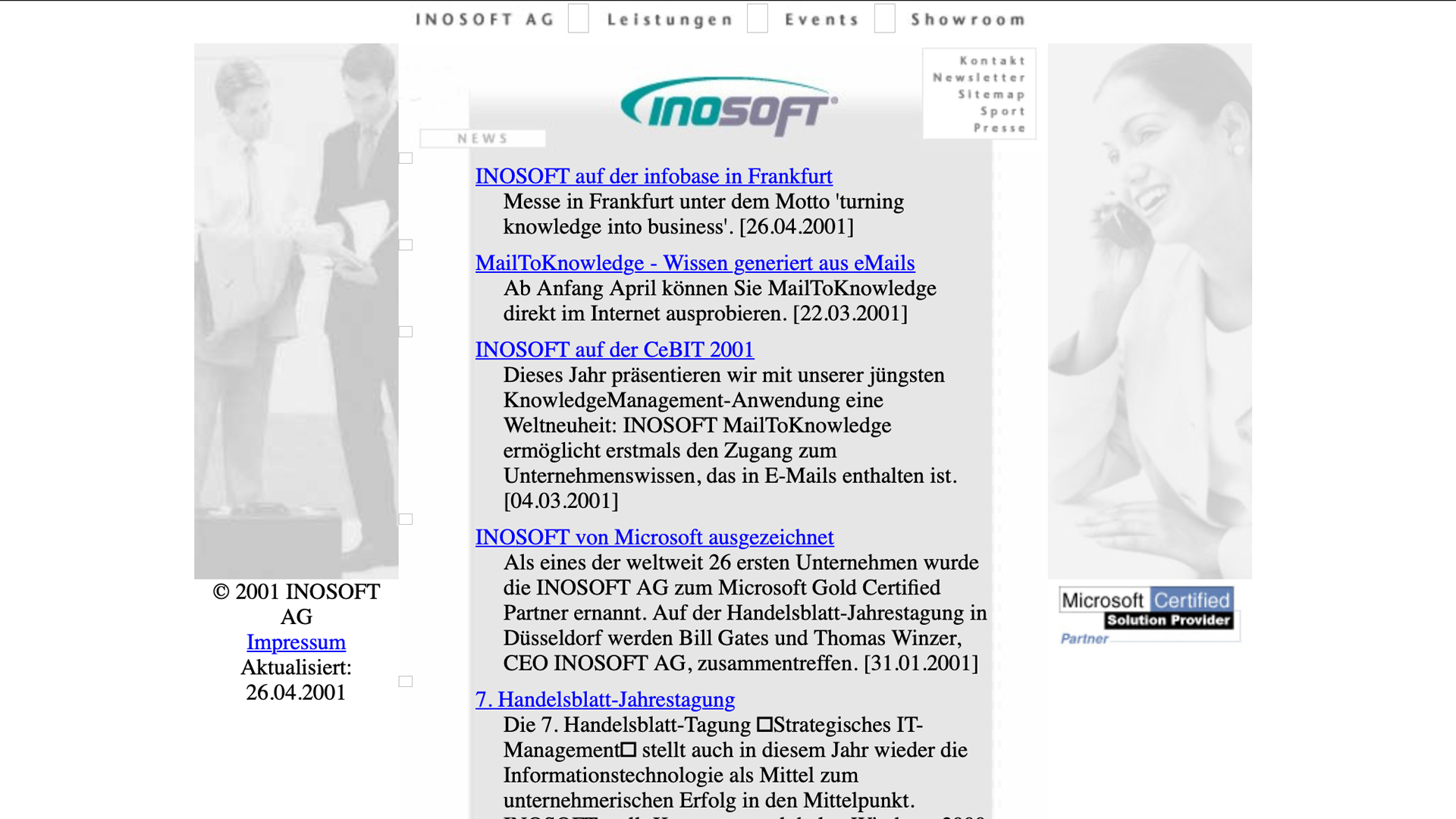 Nostalgischer Blick auf alte Websites, INOSOFT AG, Story - PresseBox
