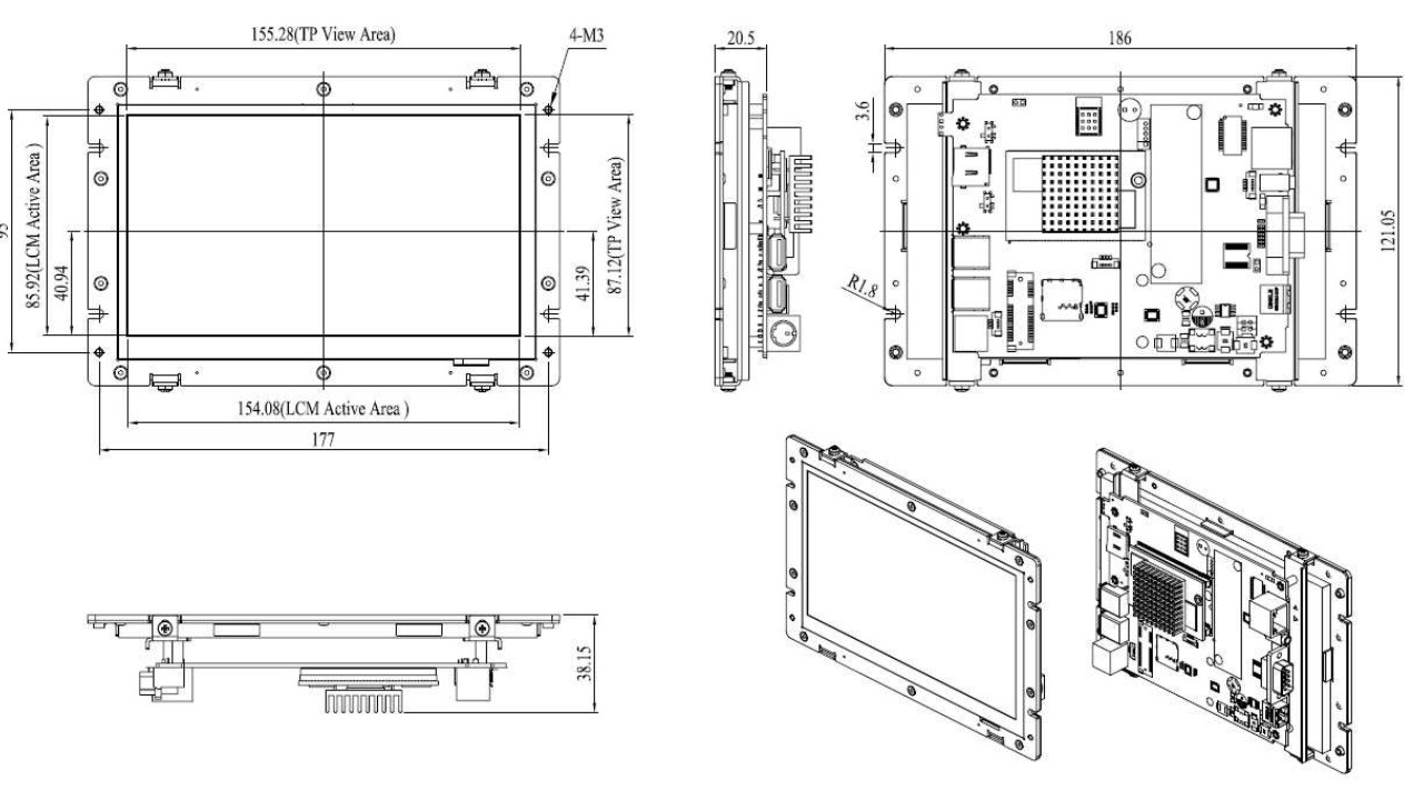 VOX-070-TS-N8M: Ultra-kompakter 7" Open-Frame TFT Panel PC um der Embedded Nachfrage im ...