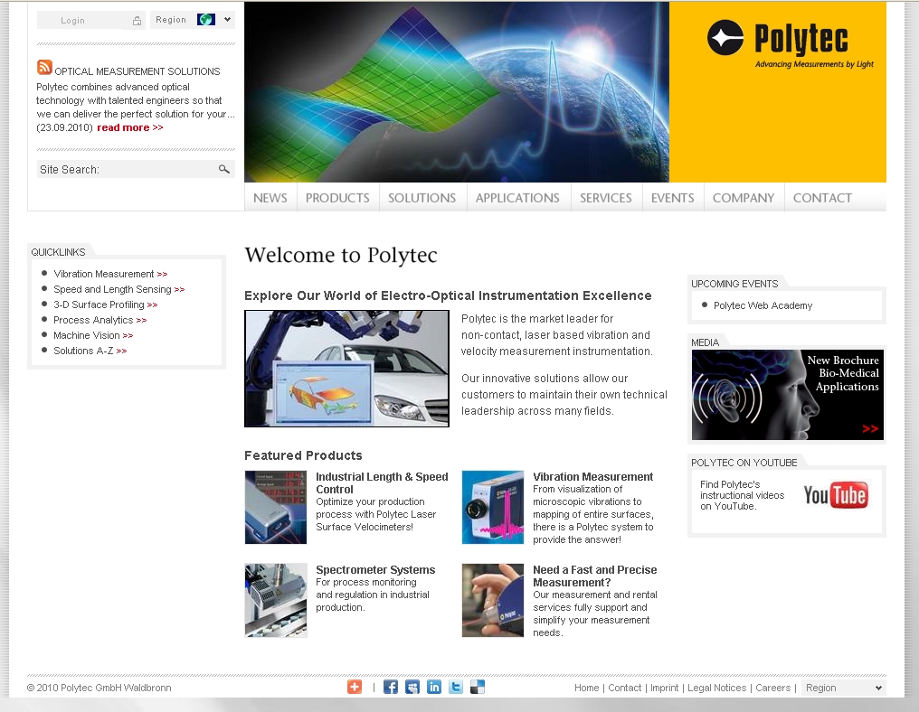 Polytec Homepage in neuem Look, POLYTEC GmbH, Story - PresseBox