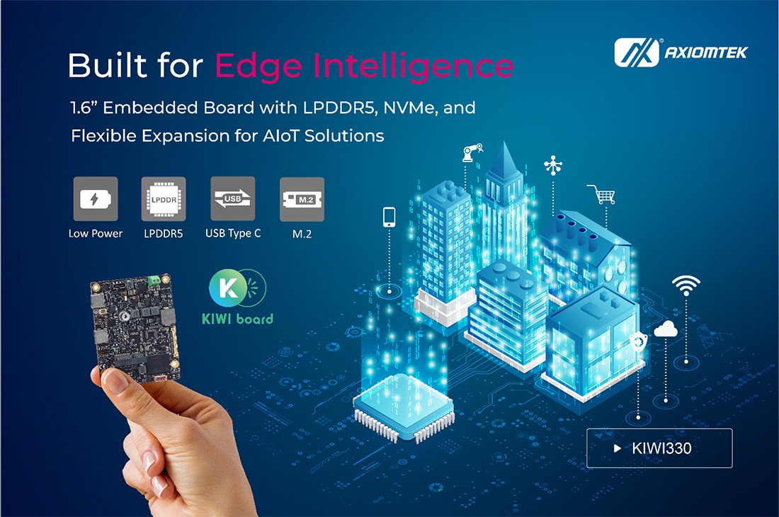 KIWI330 – Die ultrakompakte Power-Plattform für Edge AI und IoT, AXIOMTEK Deutschland GmbH ...