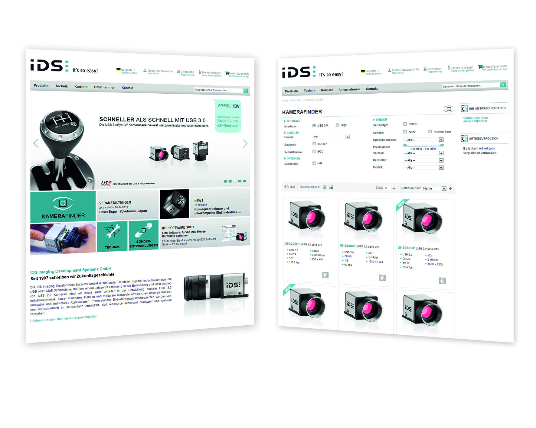 Neue IDS Website mit integriertem B2B-Webstore, IDS Imaging Development ...