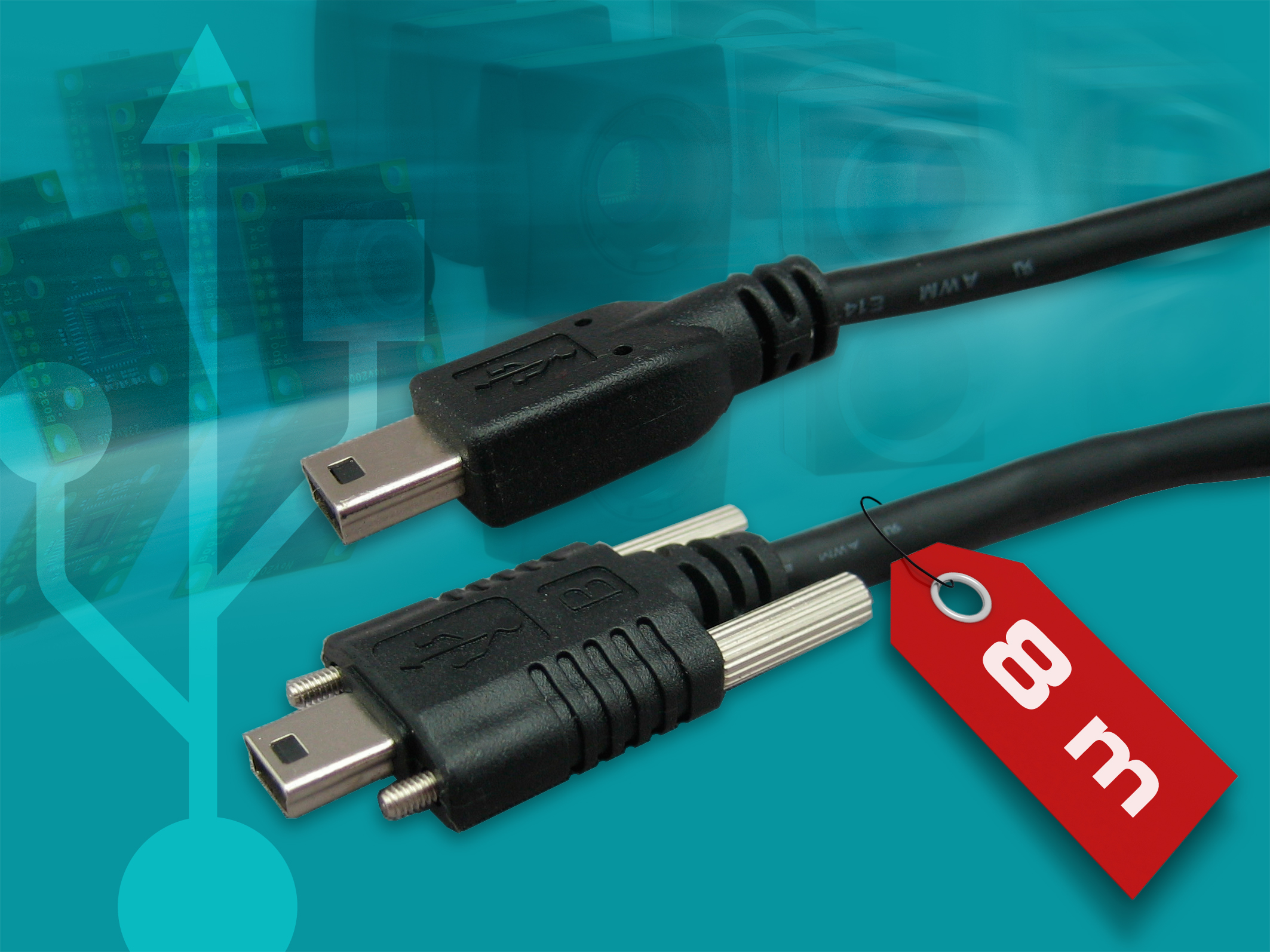 Lange Leitung!8 m lange USB-Kabel für den Anschluss von USB 2.0 Kameras ...