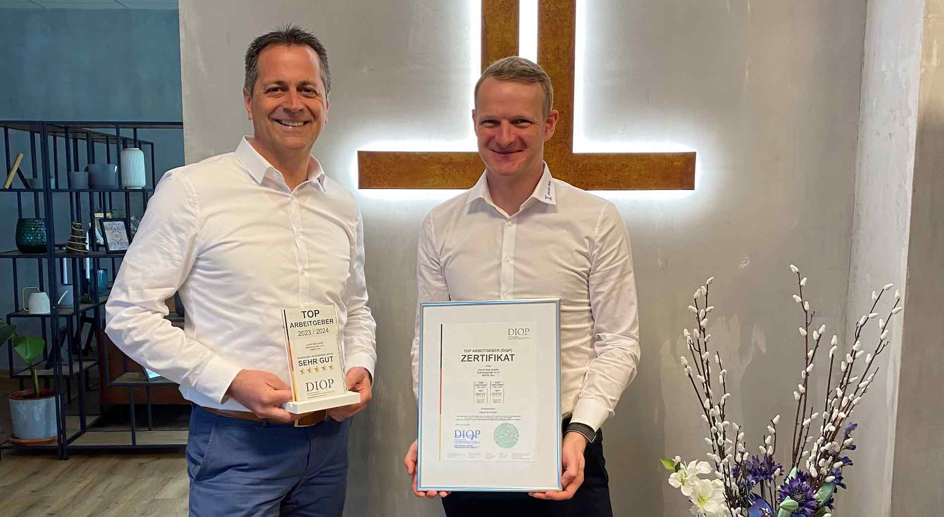 Jacob Bek GmbH als Top-Arbeitgeber (DIQP) zertifiziert, SQC-QualityCert ...
