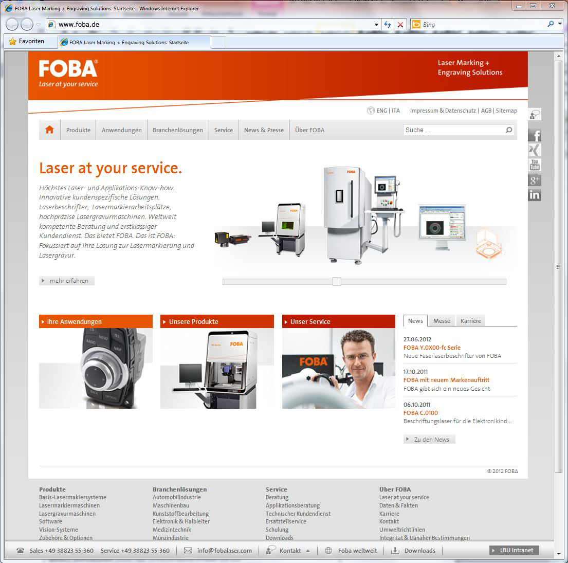 FOBA geht mit neuer Website online, FOBA Laser Marking + Engraving ...