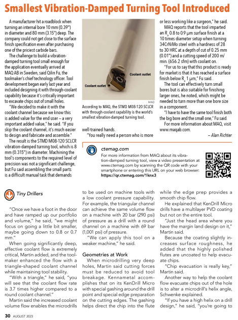 Introducing the Smallest Vibration-Damped Turning Tool by CTE - Cutting Tool Engineering, MAQ AB ...