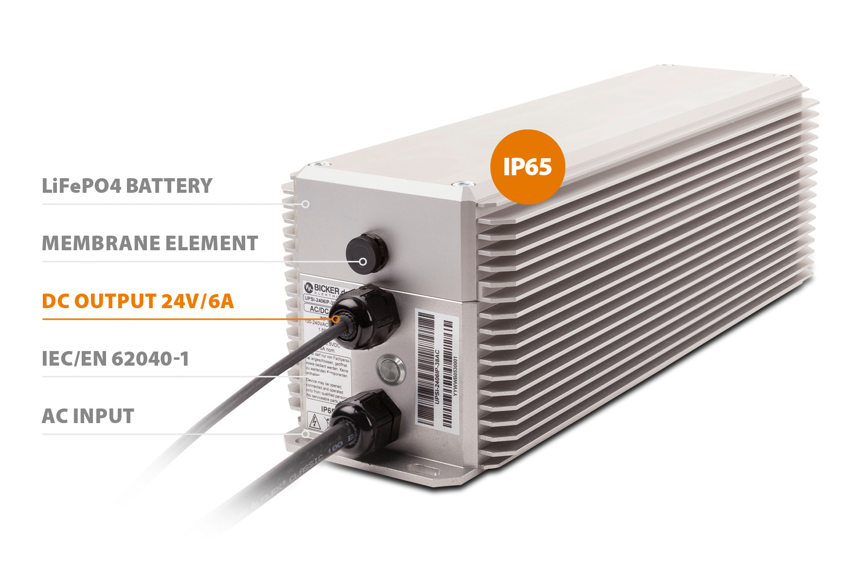 Ultra-rugged AC/DC UPS optimised for 24V long-term bridging, Bicker ...