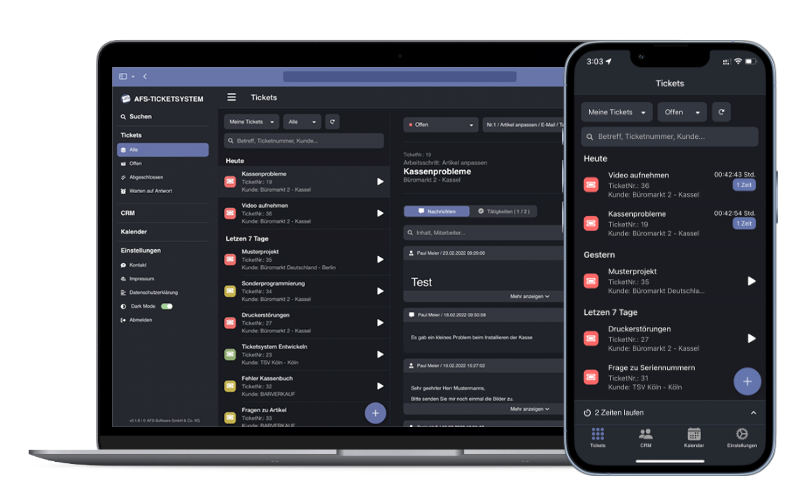 Mails, Tickets und Tätigkeiten erfassen mit AFS-Software, AFS-Software ...