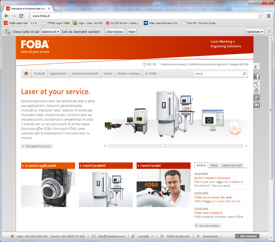 FOBA Italia mit neuem Webauftritt, FOBA Laser Marking + Engraving ...