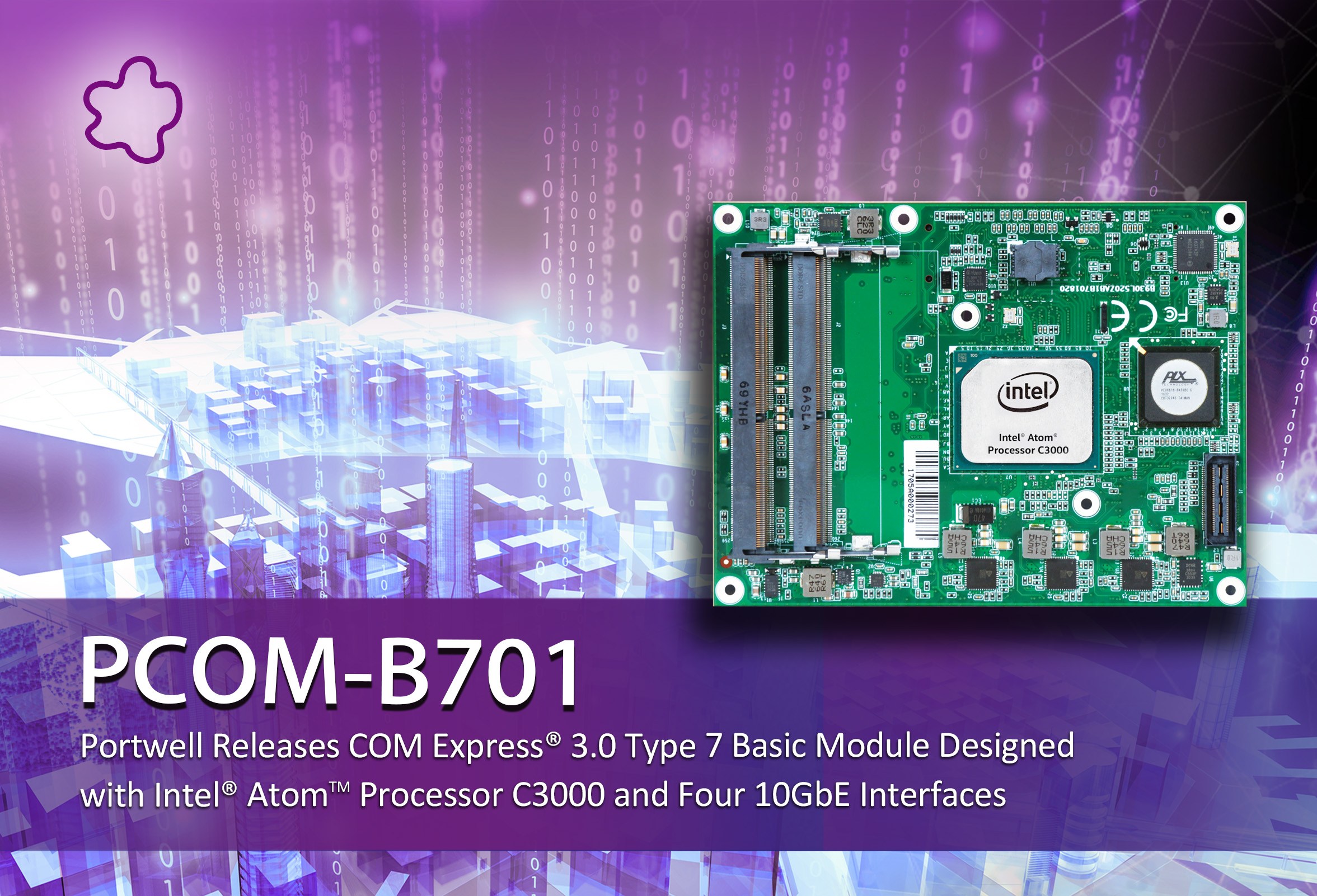 Portwell kündigt das PCOM-B701 an, ein COM Express® 3.0 Type 7 Basis Modul mit Intel® Atom ...