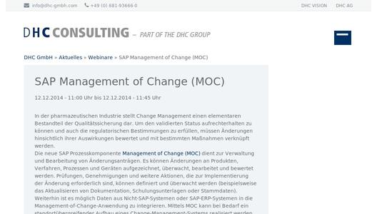 Webinar: SAP Management of Change (SAP MOC), DHC Dr. Herterich ...