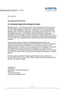 Dr. Alexander Sagel leitet Hardparts-Division, Rheinmetall Automotive ...