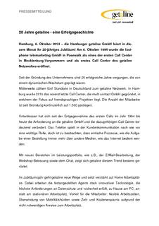 20 Jahre getaline - eine Erfolgsgeschichte, getaline GmbH ...